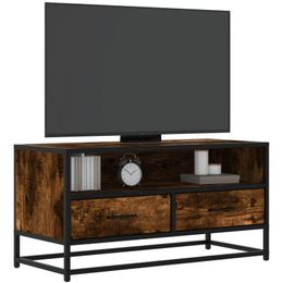 TV-Schrank Räuchereiche 80x34,5x40 cm Holzwerkstoff und Metall