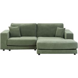 Beliani Ecksofa Grün Stoff L-förmig 3-Sitzer Sofa mit Liege Chaiselongue Linksseitig Wohnzimmermöbel Modern Wohnzimmer Wohnecke Sitzecke