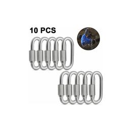 10er-Pack Schnellverbindungsringe mit M6/0,24-Zoll-Gewinde, Edelstahl 304 – ovaler D-Schraub-Karabiner – robust für Outdoor/Indoor, Camping und