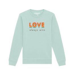 Watapparel Sweatshirt ' Love always wins ' Herren Größe XL azur / orange