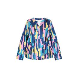 swirly Bluse Damen Größe XL azur / gelb / hellpink / schwarz