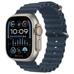 Smartwatch Apple "Watch Ultra 2 Titanium" Smartwatches Gr. 49mm, Cellular, One-Size, Ocean Band, grau (blau) Trail Loop