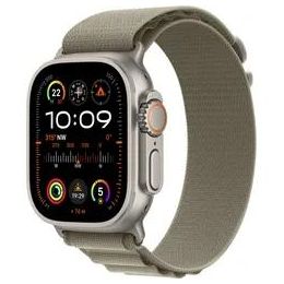 Smartwatch Apple "Watch Ultra 2 Titanium" Smartwatches Gr. 49mm, Cellular, L, Alpine Loop, grau (olivegrün) Trail Loop