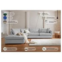 Guido Maria Kretschmer Home & Living Ecksofa GUIDO MARIA KRETSCHMER HOME & LIVING "Pantin, L-Form" Sofas Gr. B/H/T: 318cm x 80cm x 272cm, Samt, Ottomane rechts, beige (cream) extra weich und kuschelig, Füllung mit Federn Daunen