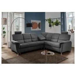 Ecksofa Home Affaire "Pisa L-Form, mit Schlaffunktion, Stauraum, 2x höhenverstellbare" Sofas Gr. B/H/T: 271cm x 95cm x 224cm, Chenille, Bettfunktion links, grau (anthrazit) Kopfstützen und Relaxfunktion im Eckelement