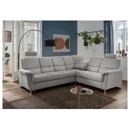 Ecksofa Home Affaire "Pisa L-Form, mit Schlaffunktion, Stauraum, 2x höhenverstellbare" Sofas Gr. B/H/T: 271cm x 95cm x 224cm, Chenille, Bettfunktion links, grau (hellgrau) Kopfstützen und Relaxfunktion im Eckelement