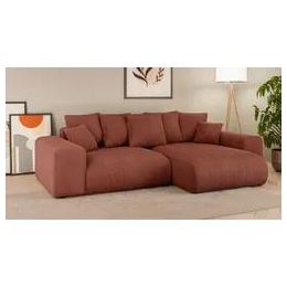 Ecksofa Inosign "Ecksofa Lakeside mit Bettfunktion und Bettkasten, B/T/H 257/166/84 cm" Sofas Gr. B/H/T: 256,5cm x 84cm x 166cm, Cord, Recamiere beidseitig montierbar, mit Bettfunktion und Bettkasten, orange (terra) L-Form, Recamiere beidseitig montierbar, Wellenunterfederung