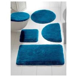 Badematte Heine HOME Badematten Gr. WC-Vorleger rechteckig mit Ausschnitt (45cm x 50cm) WC-Deckelbezug (47cm x 50cm),, blau (petrol)