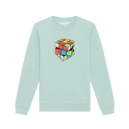 Watapparel Sweatshirt ' Pixel Zauberw&uuml;rfel ' Herren Gr&ouml;&szlig;e XL azur / mischfarben