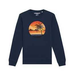 Watapparel Sweatshirt ' Sunset on palm beach ' Herren Größe XS navy / mischfarben