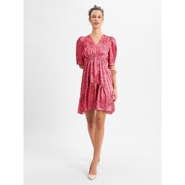 Marie Lund Kleid Damen Größe 42 orange / fuchsia / schwarz / weiß Winterkleid