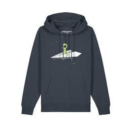 Watapparel Sweatshirt ' Alien on a paper plane ' Herren Gr&ouml;&szlig;e XL anthrazit / mischfarben