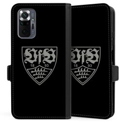 DeinDesign Xiaomi Redmi Note 10 Pro Handy Klapph&uuml;lle Handyh&uuml;lle aus Kunst Leder schwarz Flip Case Official Licensed Product Logo Vfb Stuttgart Sideflip mit 