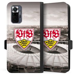 DeinDesign Xiaomi Redmi Note 10 Pro Handy Klapph&uuml;lle Handyh&uuml;lle aus Kunst Leder schwarz Flip Case Official Licensed Product Vfb Stuttgart Stadium Sideflip mit 