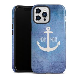 DeinDesign iPhone 13 Pro Max Handy Panzer Handyh&uuml;lle robuste Outdoor H&uuml;lle Schutzh&uuml;lle gl&auml;nzend Anchor Maritim Blue Tough Case