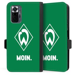 DeinDesign Xiaomi Redmi Note 10 Pro Handy Klapph&uuml;lle Handyh&uuml;lle aus Kunst Leder schwarz Flip Case Official Licensed Product Moin Sv Werder Bremen Sideflip mit 