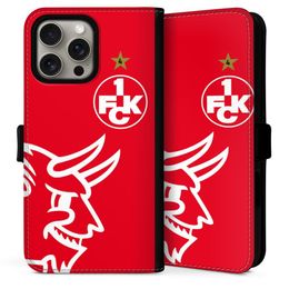 DeinDesign iPhone 16 Pro Handy Klapph&uuml;lle Handyh&uuml;lle aus Kunst Leder schwarz Flip Case Star Devil 1. Fc Kaiserslautern Sideflip mit Lasche