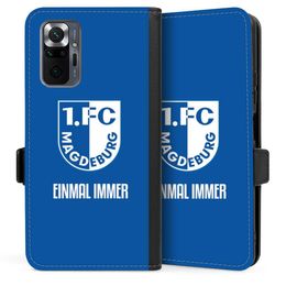 DeinDesign Xiaomi Redmi Note 10 Pro Handy Klapph&uuml;lle Handyh&uuml;lle aus Kunst Leder schwarz Flip Case 1. Fc Magdeburg Official Licensed Product Coat Of Arms Sideflip