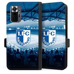 DeinDesign Xiaomi Redmi Note 10 Pro Handy Klapph&uuml;lle Handyh&uuml;lle aus Kunst Leder schwarz Flip Case 1. Fc Magdeburg Stadium 1. Fcm Sideflip mit langer Lasche