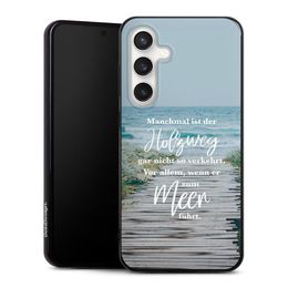 DeinDesign Galaxy S24 FE 5G Handy Silikon H&uuml;lle Case schwarz Handyh&uuml;lle Statement Beach Spruch