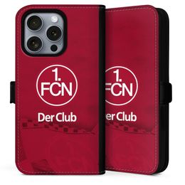 DeinDesign iPhone 16 Pro Max Handy Klapph&uuml;lle Handyh&uuml;lle aus Kunst Leder schwarz Flip Case Official Licensed Product 1. Fc N&uuml;rnberg Bundesliga Sideflip mit 