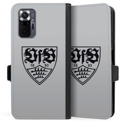 DeinDesign Xiaomi Redmi Note 10 Pro Handy Klapph&uuml;lle Handyh&uuml;lle aus Kunst Leder schwarz Flip Case Vfb Stuttgart Official Licensed Product Logo Sideflip mit 