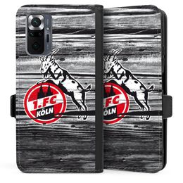 DeinDesign Xiaomi Redmi Note 10 Pro Handy Klapph&uuml;lle Handyh&uuml;lle aus Kunst Leder schwarz Flip Case 1. Fc K&ouml;ln Official Licensed Product Wooden Look Sideflip mit 