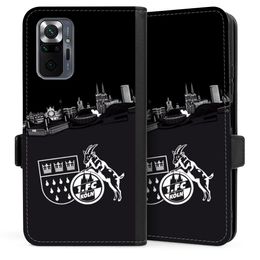 DeinDesign Xiaomi Redmi Note 10 Pro Handy Klapph&uuml;lle Handyh&uuml;lle aus Kunst Leder schwarz Flip Case 1. Fc K&ouml;ln Official Licensed Product Skyline Sideflip mit 