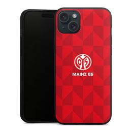 DeinDesign iPhone 15 Plus Handy Premium Silikon H&uuml;lle Handyh&uuml;lle schwarz Case Mainz 05 Official Licensed Product Merchandise Silikon Premium Case