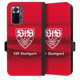 DeinDesign Xiaomi Redmi Note 10 Pro Handy Klapph&uuml;lle Handyh&uuml;lle aus Kunst Leder schwarz Flip Case Stadium Vfb Stuttgart Official Licensed Product Sideflip mit 