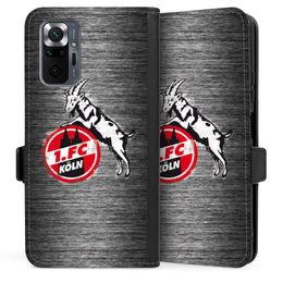 DeinDesign Xiaomi Redmi Note 10 Pro Handy Klapph&uuml;lle Handyh&uuml;lle aus Kunst Leder schwarz Flip Case Official Licensed Product 1. Fc K&ouml;ln Metallic Look Sideflip mit