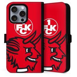 DeinDesign iPhone 16 Pro Max Handy Klapph&uuml;lle Handyh&uuml;lle aus Kunst Leder schwarz Flip Case Devil 1. Fc Kaiserslautern 1. Fck Sideflip mit Lasche