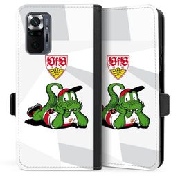 DeinDesign Xiaomi Redmi Note 10 Pro Handy Klapph&uuml;lle Handyh&uuml;lle aus Kunst Leder schwarz Flip Case Official Licensed Product Mascot Vfb Stuttgart Sideflip mit 