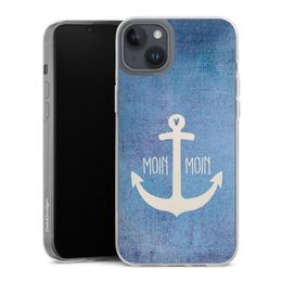 DeinDesign iPhone 14 Plus Handy Silikon H&uuml;lle Case transparent Handyh&uuml;lle Anchor Maritim Blue Silikon Case