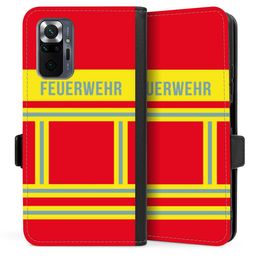 DeinDesign Xiaomi Redmi Note 10 Pro Handy Klapph&uuml;lle Handyh&uuml;lle aus Kunst Leder schwarz Flip Case Fire Fighter Fire Fighters Life Saver Sideflip mit langer 