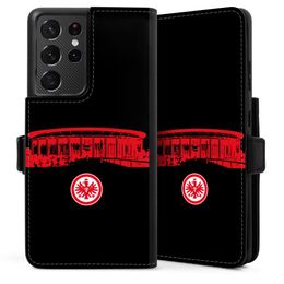 DeinDesign Galaxy S21 Ultra 5G Handy Klapph&uuml;lle Handyh&uuml;lle aus Kunst Leder schwarz Flip Case Official Licensed Product Eintracht Frankfurt Stadium Sideflip mit 
