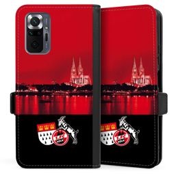 DeinDesign Xiaomi Redmi Note 10 Pro Handy Klapph&uuml;lle Handyh&uuml;lle aus Kunst Leder schwarz Flip Case 1. Fc K&ouml;ln Skyline Official Licensed Product Sideflip mit 