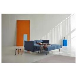 3-Sitzer INNOVATION LIVING TM "Luoma, große Liegefläche, Schlafsofa" Sofas Gr. B/H/T: 150cm x 73cm x 92cm, Struktur grob, gleichschenklig, blau Multifunktionssofa mit schmalen Armlehnen, Kontrastnähen, Bettfunktion