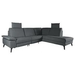 Ecksofa Alina Sofas Gr. B/H/T: 267cm x 118cm x 210cm, Struktur GBA, Ottomane rechts, mit Armlehnenverstellung, grau (blaugrau gba 29) inkl. Kopfstützen, wahlweise mit Relaxfunktion, Breite: 267 cm