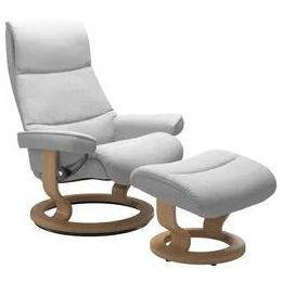 Relaxsessel stressless "View" Sessel Gr. ROHLEDER Stoff Q2 FARON, Cross Base Eiche, Relaxfunktion-Drehfunktion-PlusTMSystem-Gleitsystem, B/H/T: 78cm x 105cm x 78cm, grau (light q2 faron) mit Classic Base, Größe S,Gestell Eiche