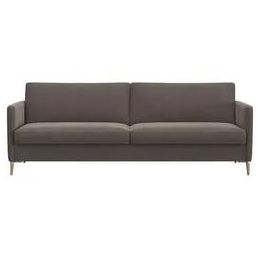 3-Sitzer FLEXLUX "Fiore, super Sitzkomfort durch Kaltschaum im Sitz" Sofas Gr. B/H/T: 214cm x 85cm x 92cm, Struktur, braun (taupe braun) schmale Armlehnen, Füße Alu+ Eiche