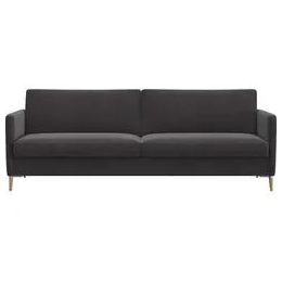 3-Sitzer FLEXLUX "Fiore, super Sitzkomfort durch Kaltschaum im Sitz" Sofas Gr. B/H/T: 214cm x 85cm x 92cm, Struktur, grau (charcoal gre) schmale Armlehnen, Füße Alu+ Eiche