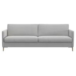 3-Sitzer FLEXLUX "Fiore, super Sitzkomfort durch Kaltschaum im Sitz" Sofas Gr. B/H/T: 214cm x 85cm x 92cm, Struktur, grau (stone grau) schmale Armlehnen, Füße Alu+ Eiche