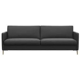 3-Sitzer FLEXLUX "Fiore, super Sitzkomfort durch Kaltschaum im Sitz" Sofas Gr. B/H/T: 214cm x 85cm x 92cm, Echtleder, schwarz (deep schwarz) schmale Armlehnen, Füße Alu+ Eiche