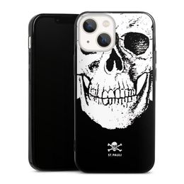 DeinDesign iPhone 13 Mini Handy Slim Case extra d&uuml;nn Silikon Handyh&uuml;lle schwarz H&uuml;lle Totenkopf Fc St. Pauli Official Licensed Product Silikon Slim Case