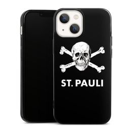 DeinDesign iPhone 13 Mini Handy Slim Case extra d&uuml;nn Silikon Handyh&uuml;lle schwarz H&uuml;lle Totenkopf Fc St. Pauli Official Licensed Product Silikon Slim Case