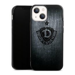 DeinDesign iPhone 13 Mini Handy Slim Case extra d&uuml;nn Silikon Handyh&uuml;lle schwarz H&uuml;lle Sg Dynamo Dresden Official Licensed Product Vintage Silikon Slim Case
