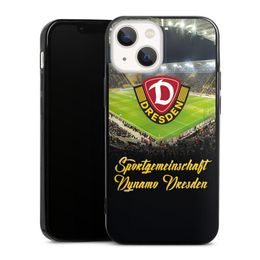 DeinDesign iPhone 13 Mini Handy Slim Case extra d&uuml;nn Silikon Handyh&uuml;lle schwarz H&uuml;lle Sg Dynamo Dresden Sgd Official Licensed Product Silikon Slim Case