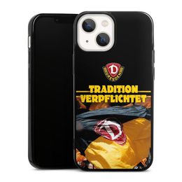 DeinDesign iPhone 13 Mini Handy Slim Case extra d&uuml;nn Silikon Handyh&uuml;lle schwarz H&uuml;lle Sgd Sg Dynamo Dresden Merchandise Silikon Slim Case