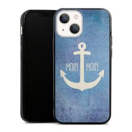 DeinDesign iPhone 13 Mini Handy Slim Case extra d&uuml;nn Silikon Handyh&uuml;lle schwarz H&uuml;lle Anchor Maritim Blue Silikon Slim Case